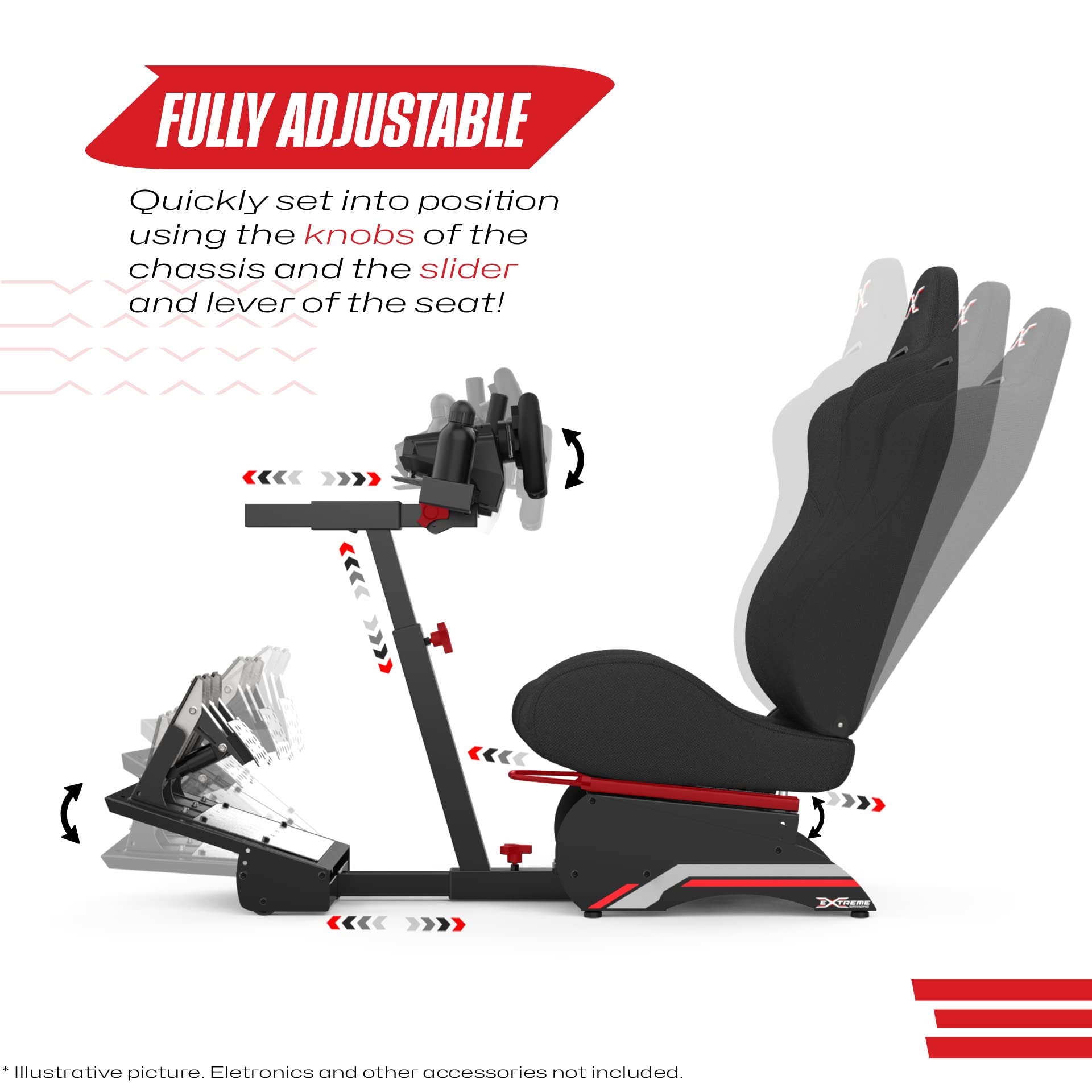 Extreme Simracing Racing Simulator Cockpit - COMPACT 2.0 Racing Simulator For Logitech G27, G29, G920, G923, Thrustmaster And Fanatec
