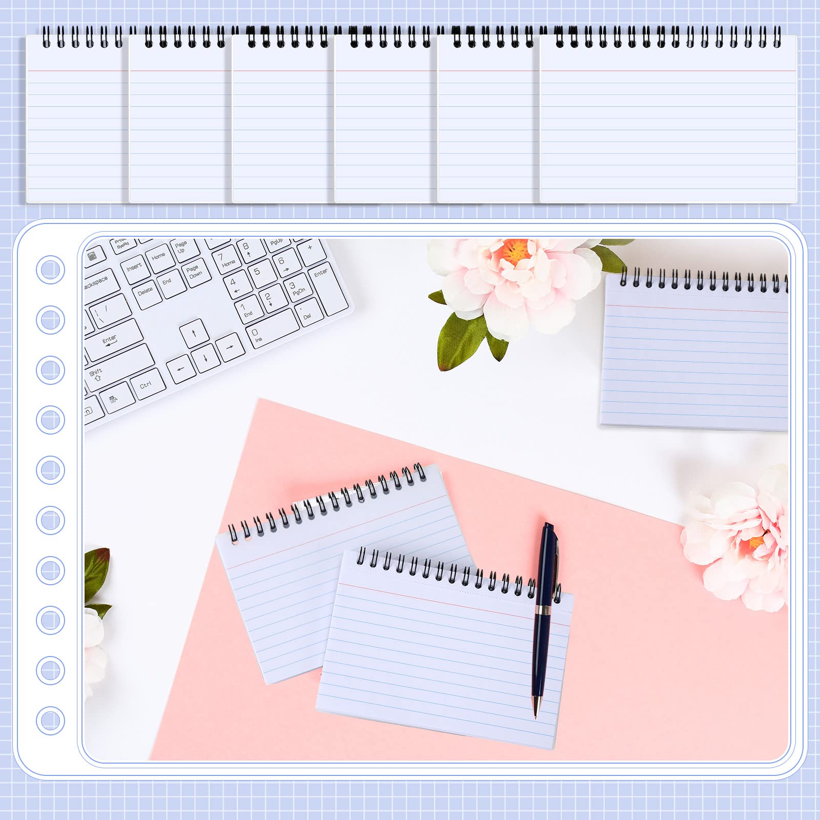 Ctosree 3600 Pages Index Cards 36 Pads Spiral Bound Ruled Index Cards Lined Flash Cards with Ring Learning Card Note Cards with PP Cover for Home School Office Learning Memory(Multicolor, 5 x 3 Inch)