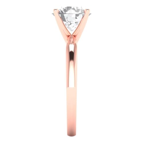 Clara Pucci 2.0 ct Round Cut Solitaire Moissanite Engagement Wedding Bridal Promise Anniversary Ring in 18K Rose Gold Size 8.75