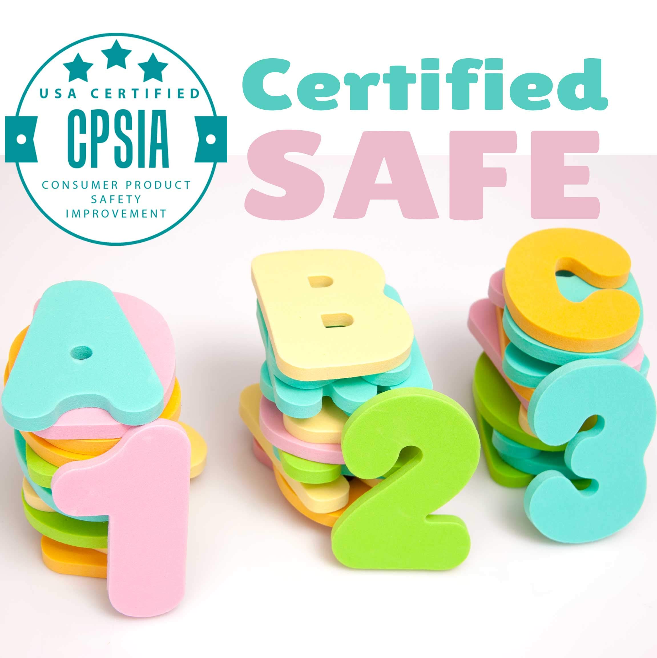 Tub Cubby Safe & Soft ABC 123 Foam Bath Letters & Numbers - Magically Stick On Wet Walls + Bonus Rubber Duck | Spell & Count Educational Alphabet Kids Bathtub Play Set - Extra 44 Pack