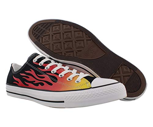 Converse Chuck Taylor All Star Low Flames shoe, Black/Enamel Red-fresh Yellow, 11 Women/9 Men