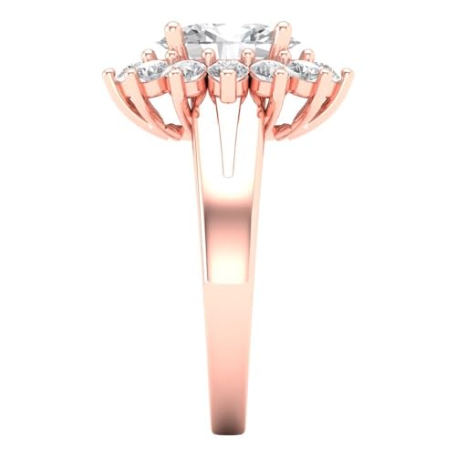 Clara Pucci 2.36 ct Oval Cut Solitaire W/Accent Halo Genuine Moissanite Wedding Promise Anniversary Bridal Ring 18K Rose Gold Size 6.5