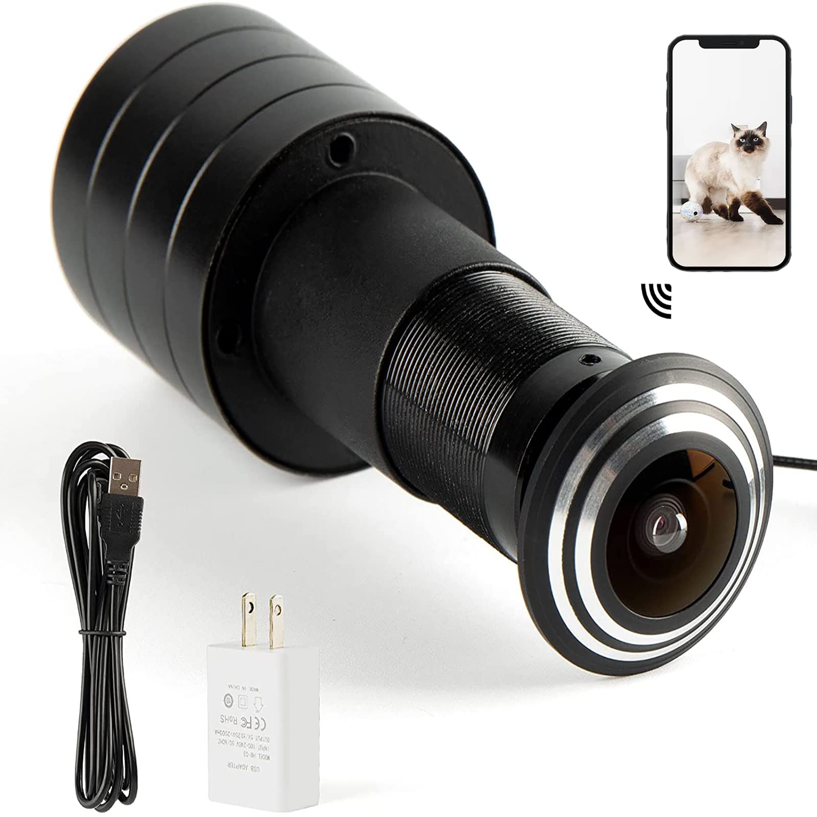 Kasfye Door Peephole Camera,HD 1080P Door Eye Hole IP Camera with 1.78mm Fisheye Lens 180 Degrees Wide Angle Tuya Smart APP Home Security USB Cameras-DC 5V