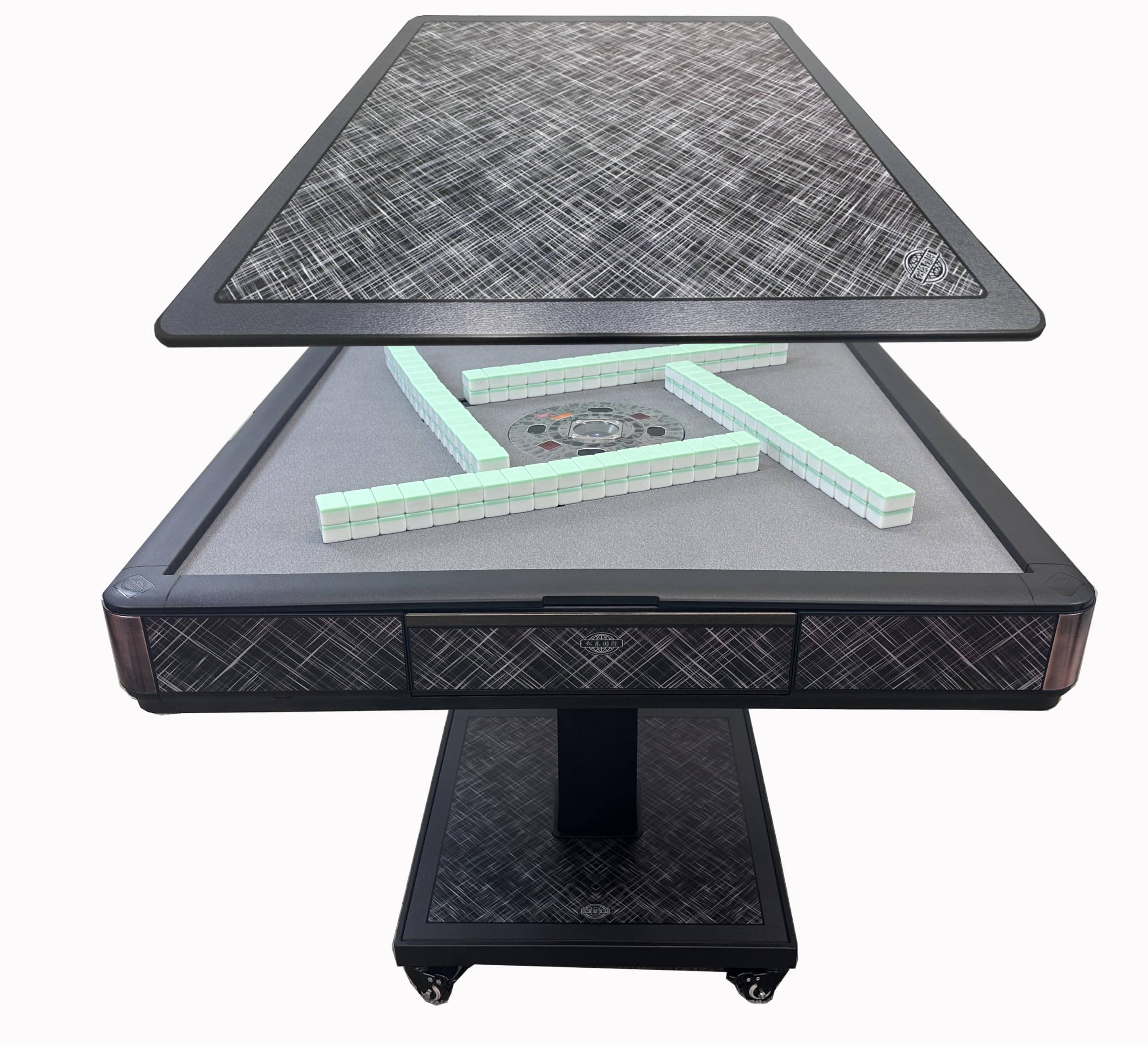 USA MJ Table 40mm Folding Automatic Mahjong Table with Wheels Drawers, Comes 2 Sets Tiles (Blue & Green) & 1 Table Dust Cloth Save Time Play More!! 40mm 中号麻將牌