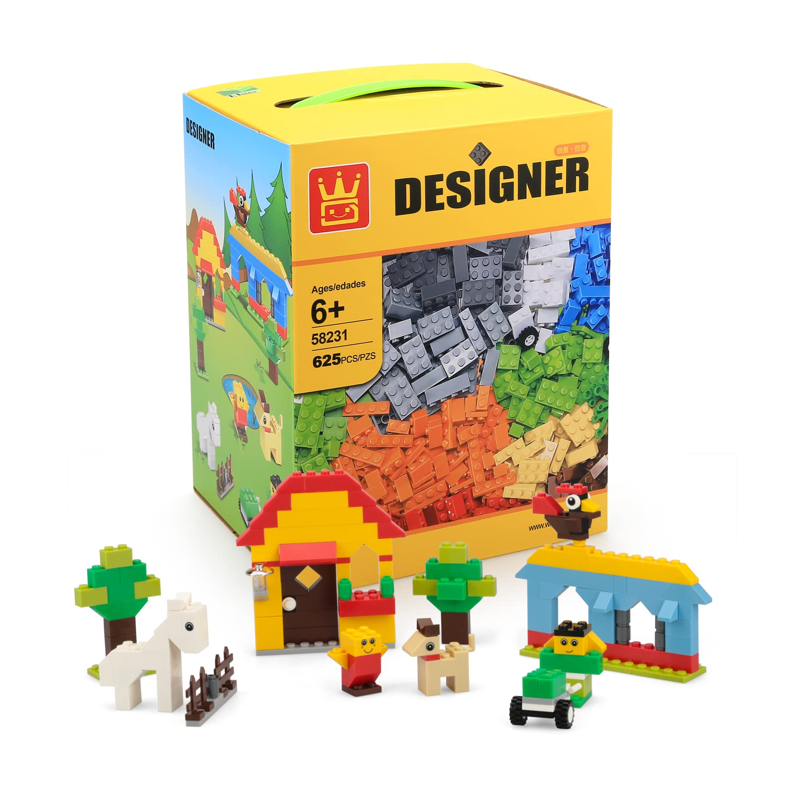 Wange Classic Brick Box 625Pieces Building Block Kit for Creative Play A Great Holiday Present Idea for Christmas Educational Toy for Child