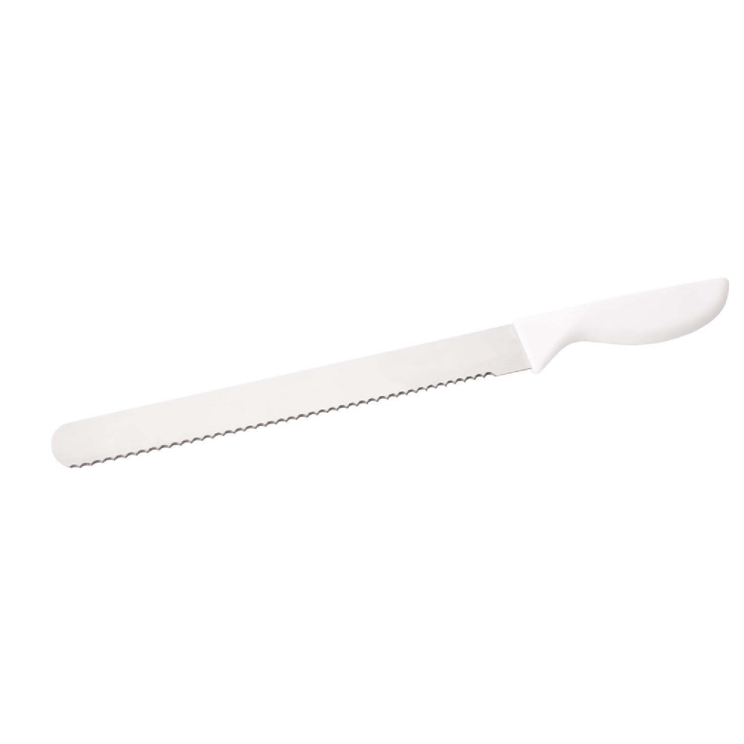 HAPPY PLACE PRODUCTS 10 Inch (Blade) Basic Bread Knife - Serrated Entry-level Knife, Wave Edge, White Handle.