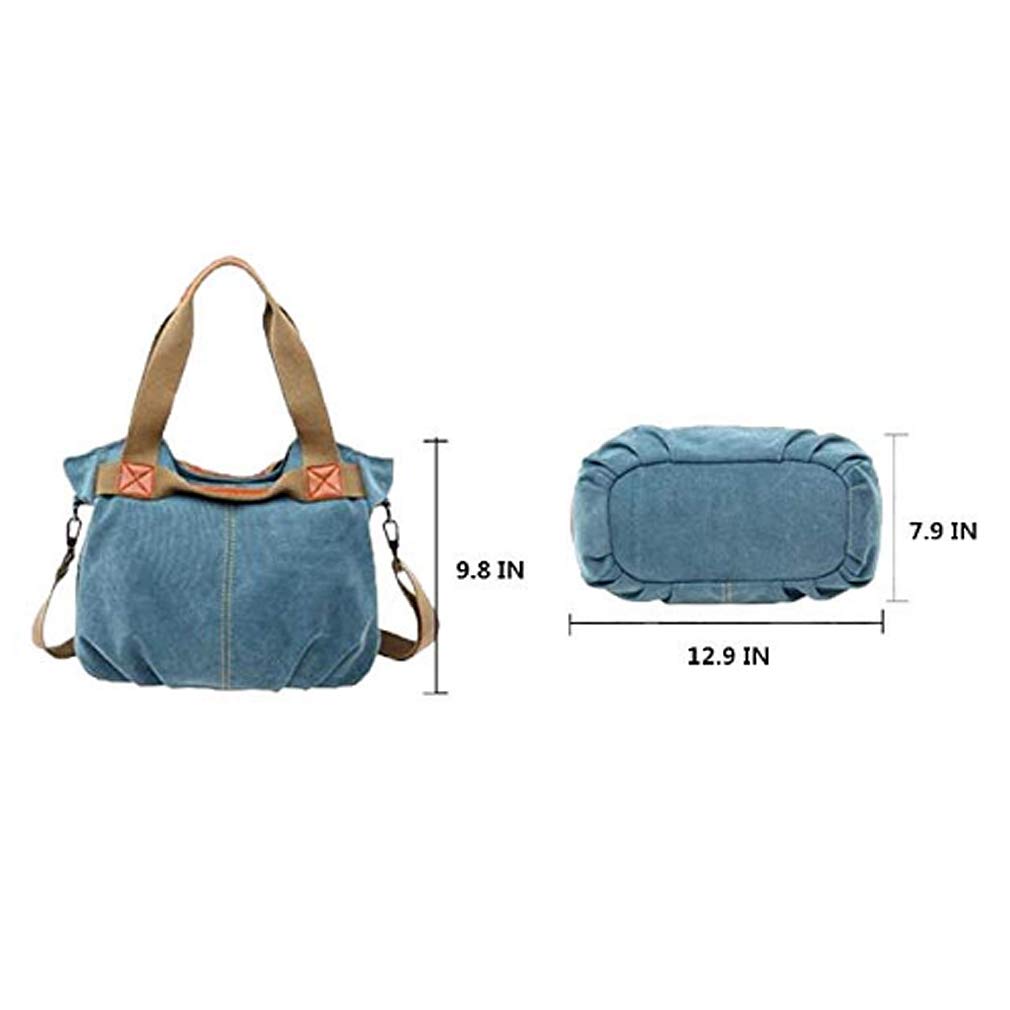 coofig Womens Canvas Handbags Bulk Hobo Tote Bags Vintage Retro Casual Shoulder Bags (blue)