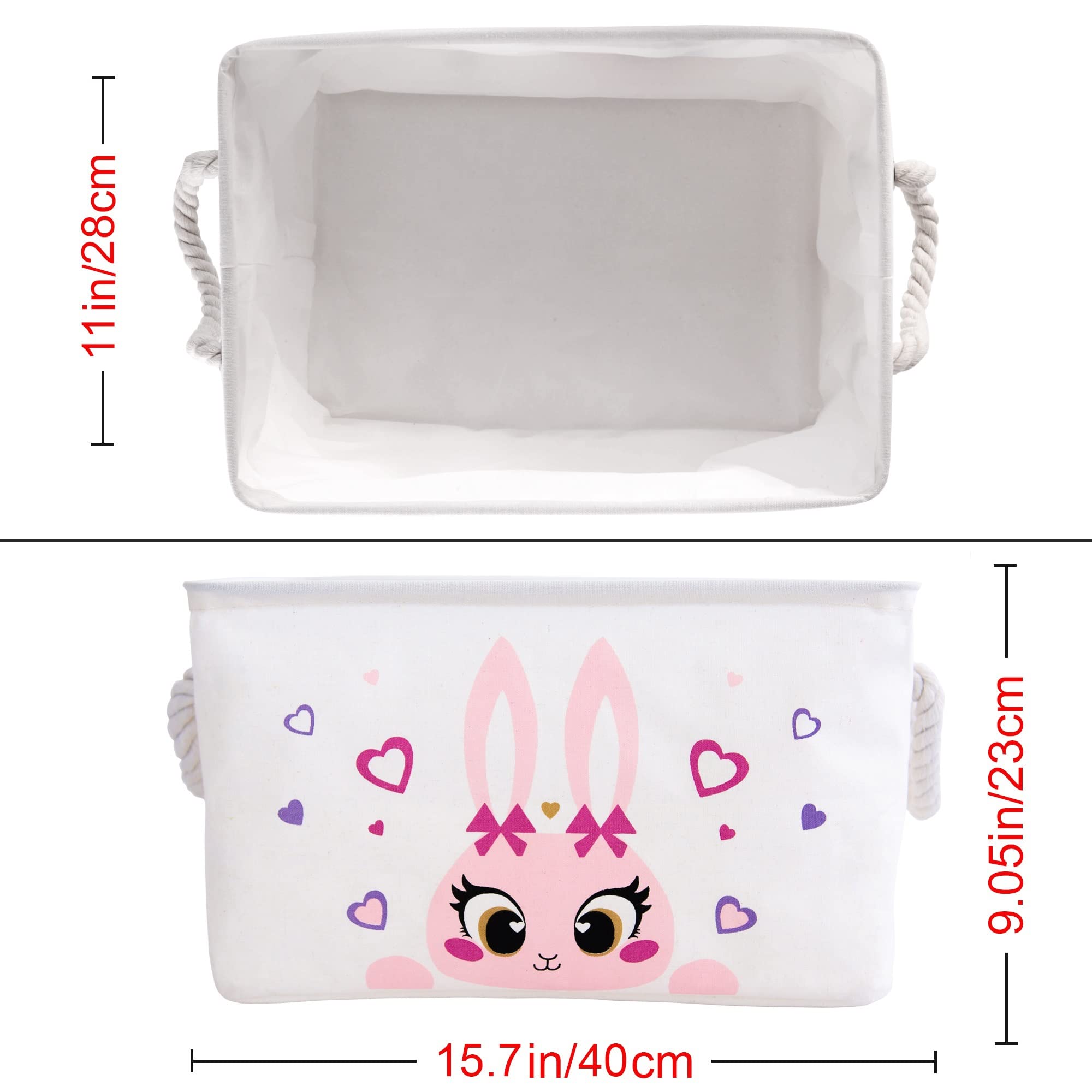 Kazulo Pink Bunny Easter Basket For kids, Rectangle Rabbit Basket, Easter Basket for Girls, Egg Hunt Bag For Boys and Girls,, Kids Easter Basket, Bunny Basket (Pink Bunny)