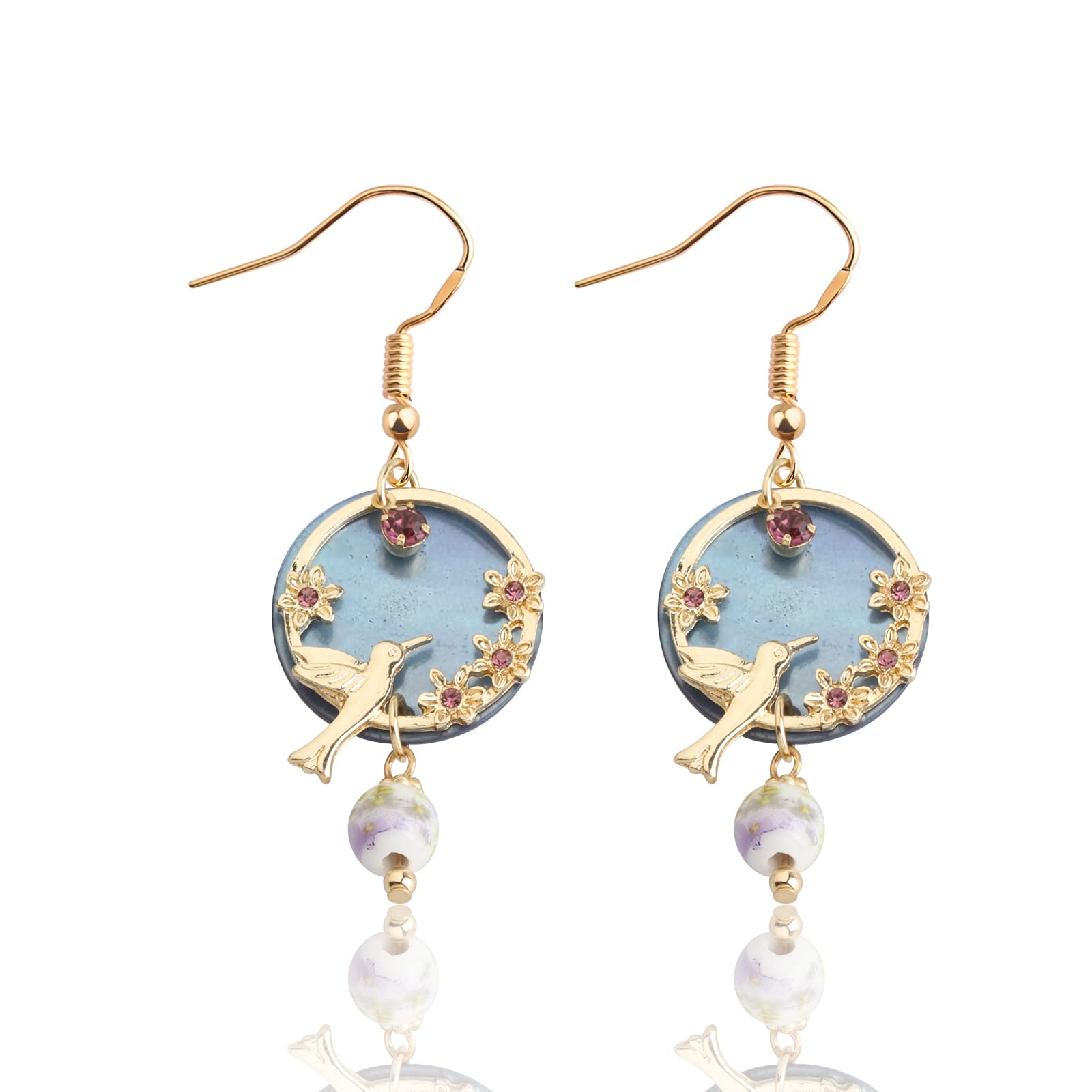 UJIMS Hummingbird Charm Earrings Humming Bird Lover gifts for Women Free Bird Jewelry Wishes Jewelry Hope Gift for BFF (Hummingbird Charm Earrings)