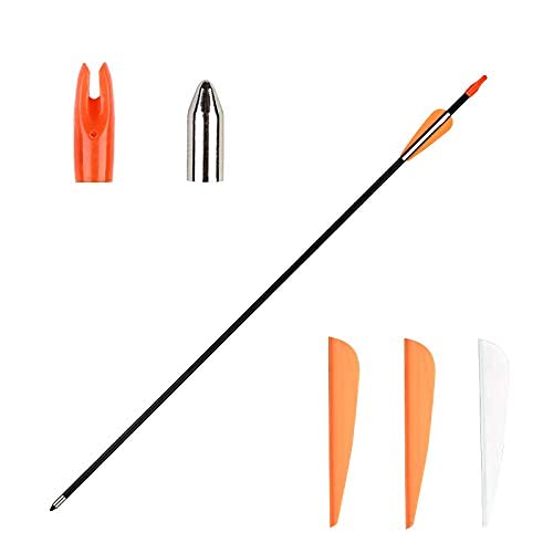 CQ 28inch Target Archery Arrows Practice Fiberglass Arrows for Recurve Bow Training Arrows for Kids Youth and Teens-12pcs Pack(Orange)