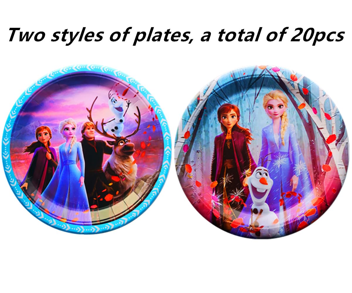 Frozen Birthday Party Supplies Set ,Frozen Party Decorations ,Frozen Party Supplies | Set includes Banner, Tablecloth, Cake Plates,follow balloons, Napkins, tattoo stickers, Serves 20Guests