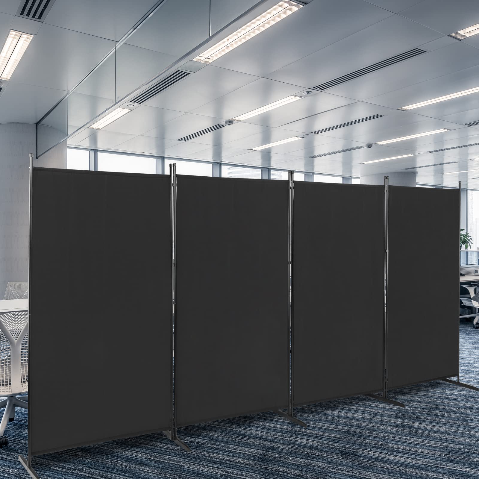IMSEIGO 6 FT Folding Room Divider, Foldable & Portable Privacy Screens, 4 Panel Room Partition and Dividers, Indoor Room Privacy Fabric Screens for Home, Dorm, Office, Bedroom, Restaurant,Black