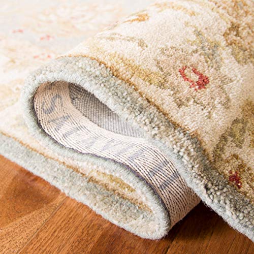 SAFAVIEH Antiquity Collection 3' x 5' Grey Blue / Beige AT822A Handmade Traditional Oriental Premium Wool Area Rug