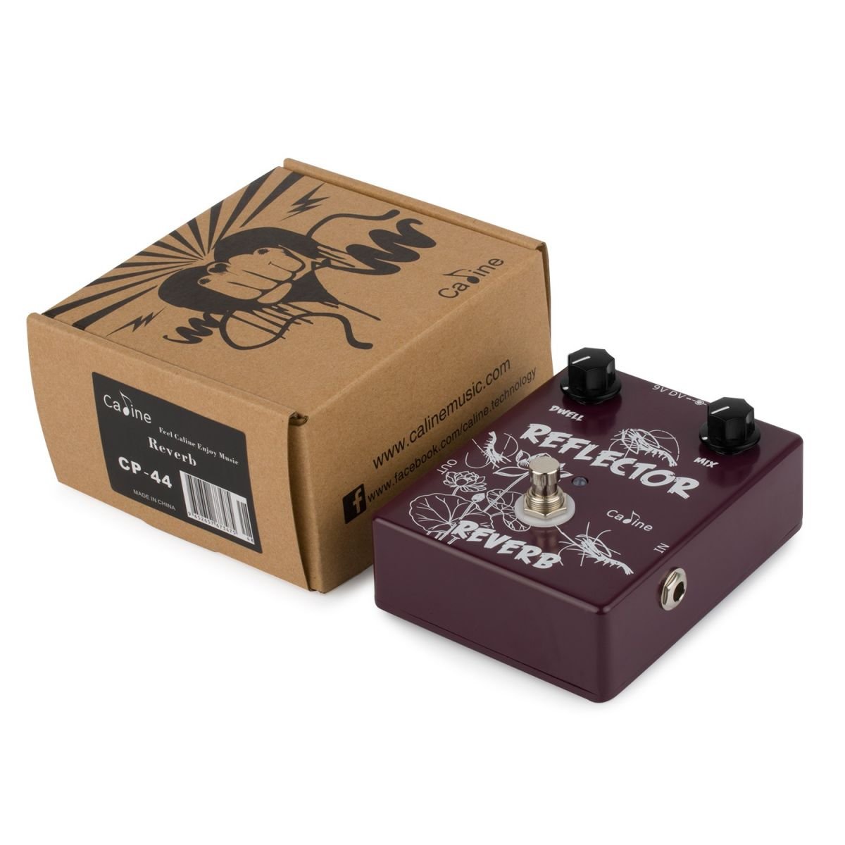 Caline Reverb Guitar Effects Pedal with True Bypass Aluminum Alloy Housing Reflector Brown CP-44