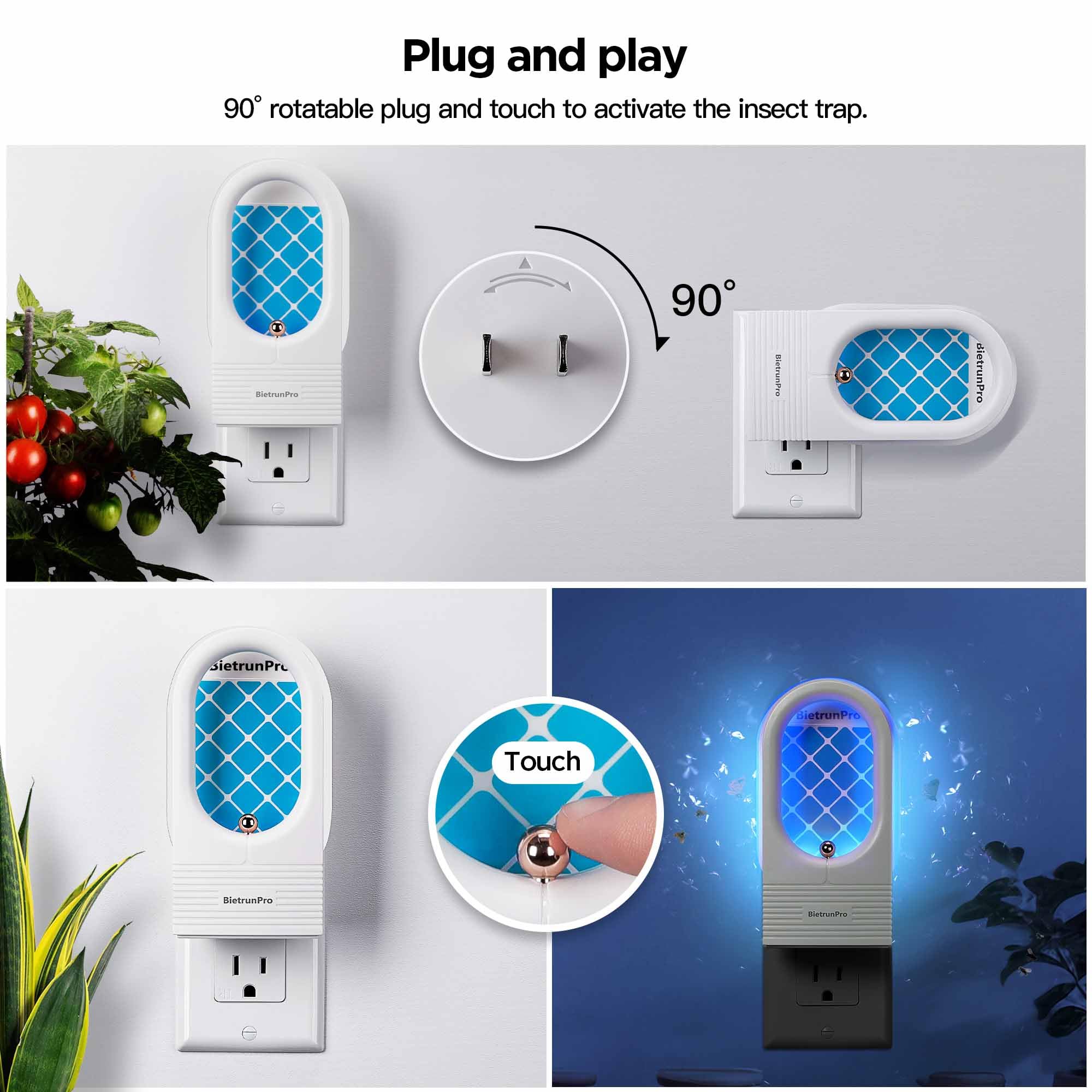 Fruit Fly Traps/Gnat Traps for Indoors, UV&Blue Light Plug-in Gnats Killer Bug Trap, NAT Killer, Flying Insect Catcher Trap for Fruit Flies, Moths, Mosquitoes, Fungus, Get Rid of Gnat Infestation