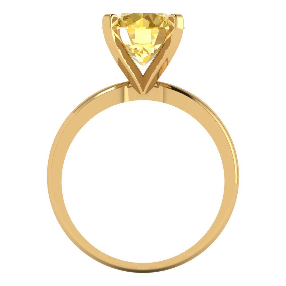 Clara Pucci 3.0 ct Round Cut Solitaire Natural Yellow Citrine Engagement Bridal Promise Anniversary Ring in 18K Yellow Gold Size 7.5