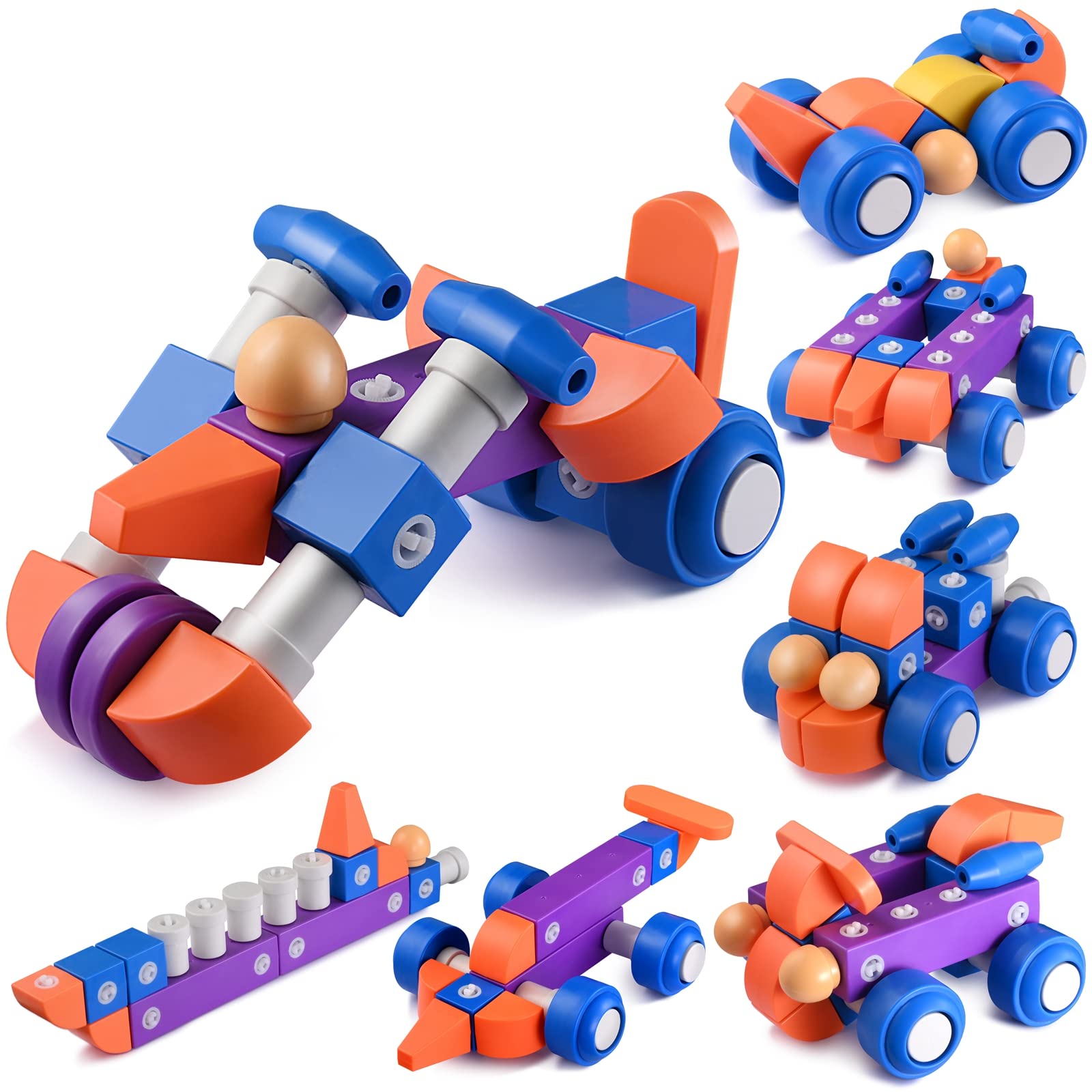 EPPO Building Blocks for Toddlers, STEM Building Toys for Kids Early Learning Educational Creative Construction DIY Toy Blocks (Traffic Version)