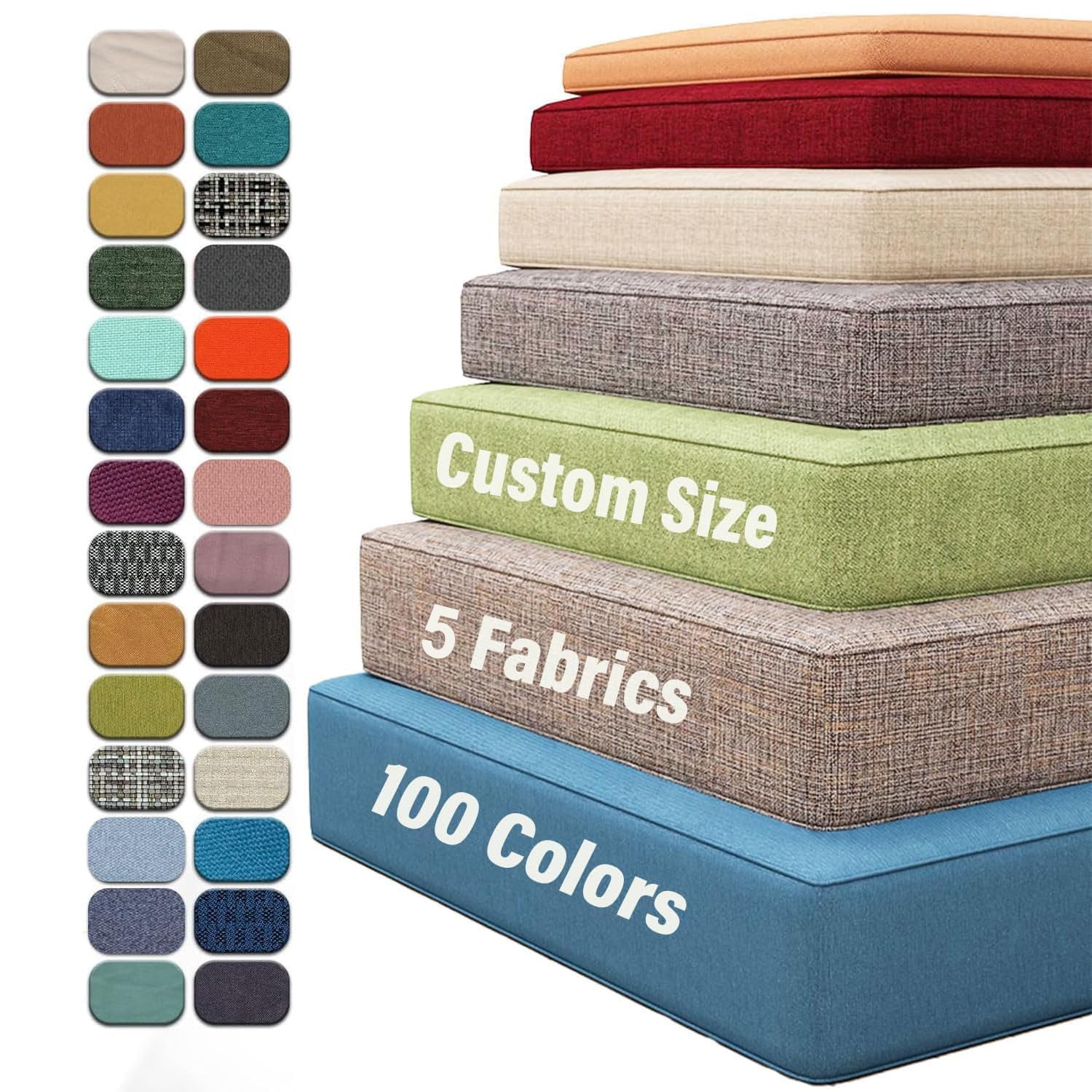 FRZVXCW Custom Bench Cushions for Indoor/Outdoor Furniture, Non Slip Window Seat Cushions Indoor, 70D High-Resilience Foam, Bench Seat Cushion 100+ Colors, Outdoor Bench Cushion Optional Waterproof
