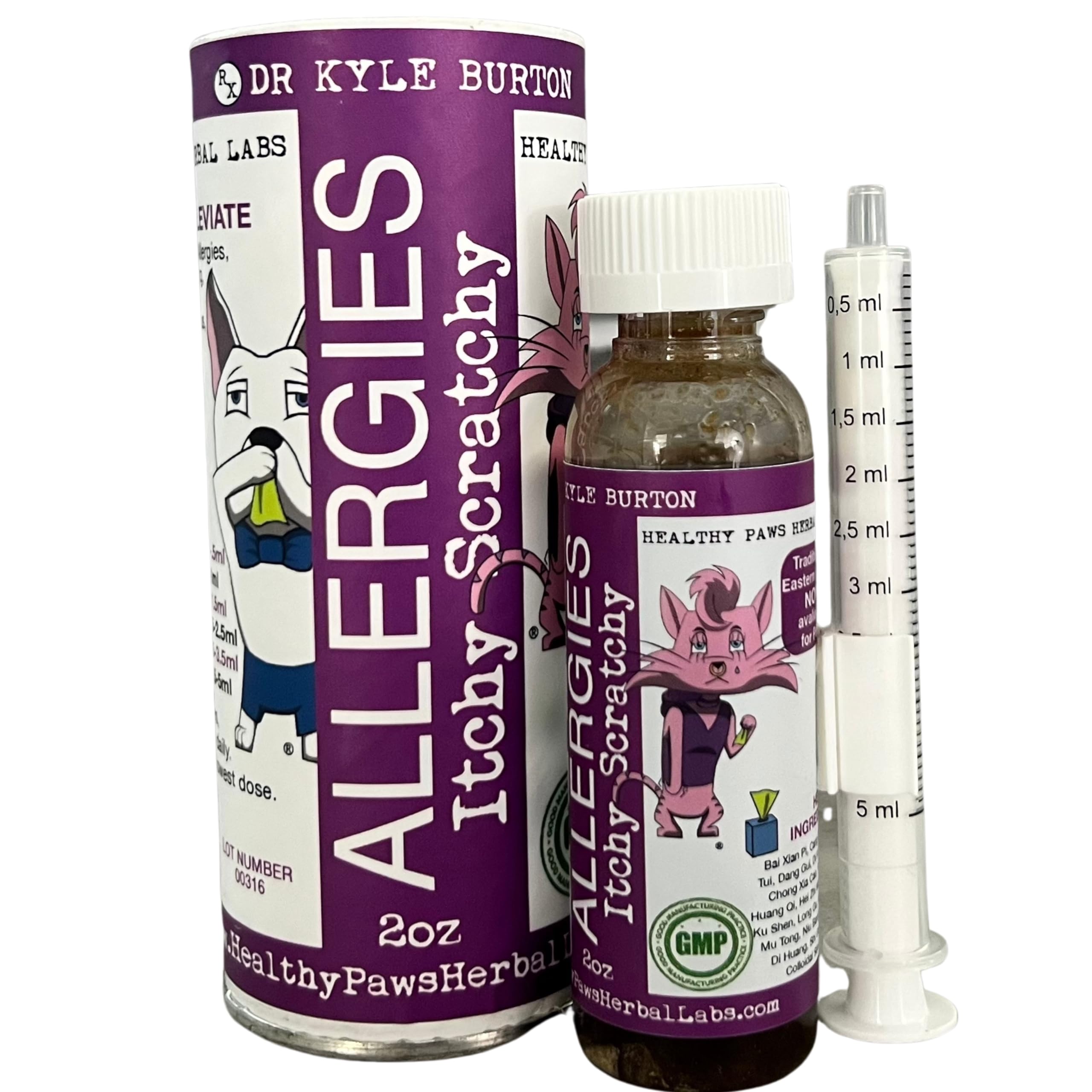 HEALTHY PAWS HERBAL LABS Itchy Scratchy Allergy Relief for Dogs & Cats - 2oz Liquid Food Topper