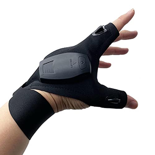 CRAVIN LED Gloves with Waterproof Lights - LED Fingerless Flashlight Gloves Tool Gadget,Fishing Camping Hiking Repairing Gifts for Dad Men