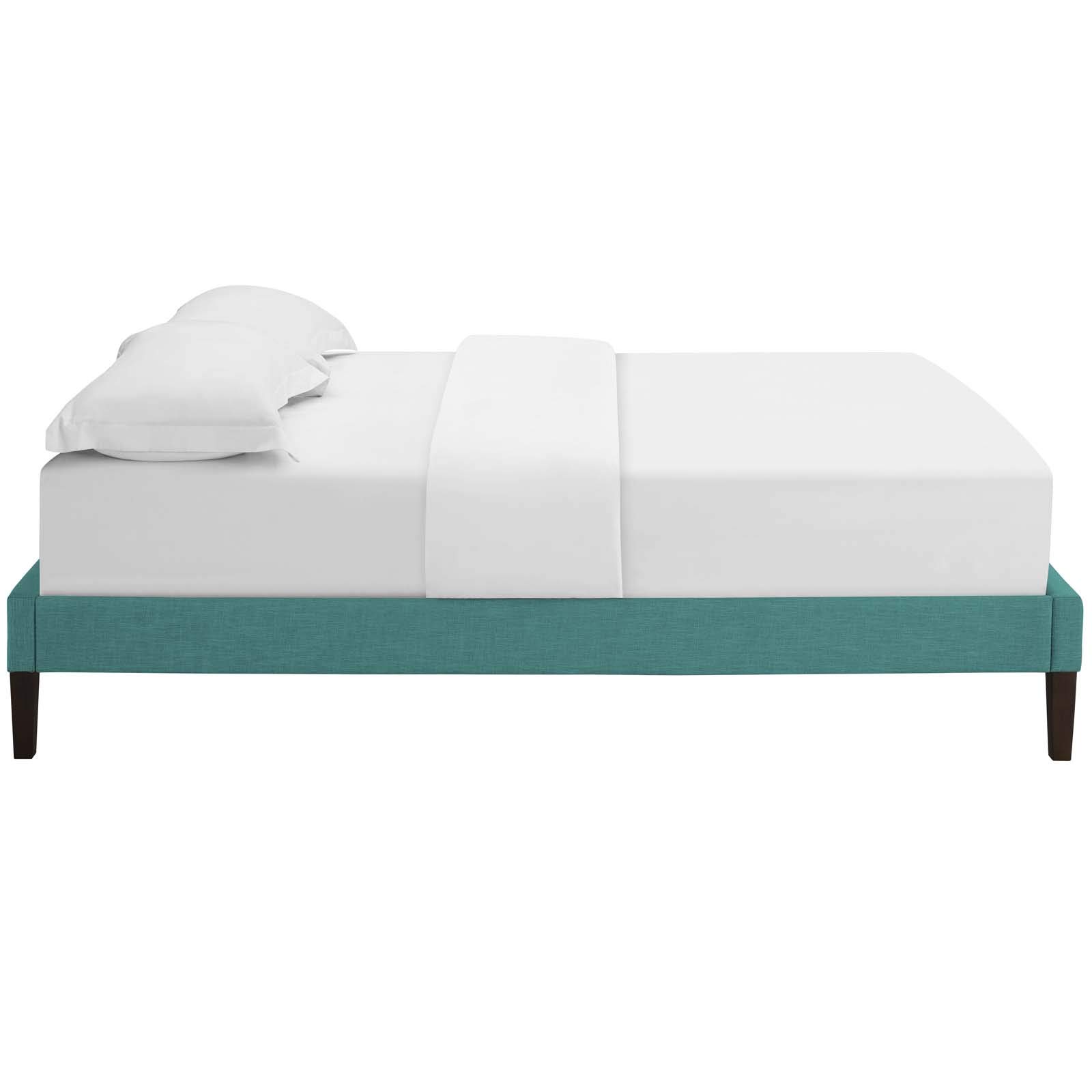 Modway Tessie Upholstered King Platform Bed Frame with Wood Slat Support in Teal