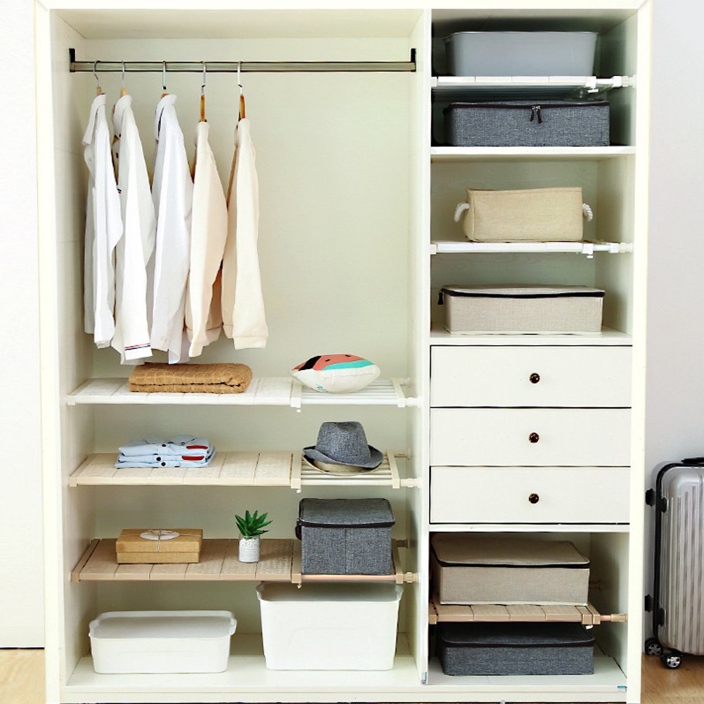 Scalable Layered Separator Updated Version Adjustable Storage Rack Shelf for Wardrobe Refrigerator Cupboard Random Colour ((33-53) x42cm)