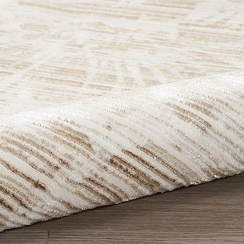 Inspire Me! Home Décor Iliana Modern Ivory Grey with Gold Accents 5'3" x 7'3" Area Rug, EasyCleaning, Non Shedding, Bed Room, Living Room, Dining Room, Kitchen (5x7)