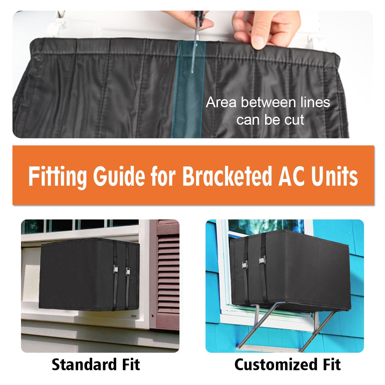 Insulated Protection for Outside AC Units: Window & Wall Air Conditioner Cover to Retain Warmth, 25.5''Lx 18''Hx 20.5''D- Black