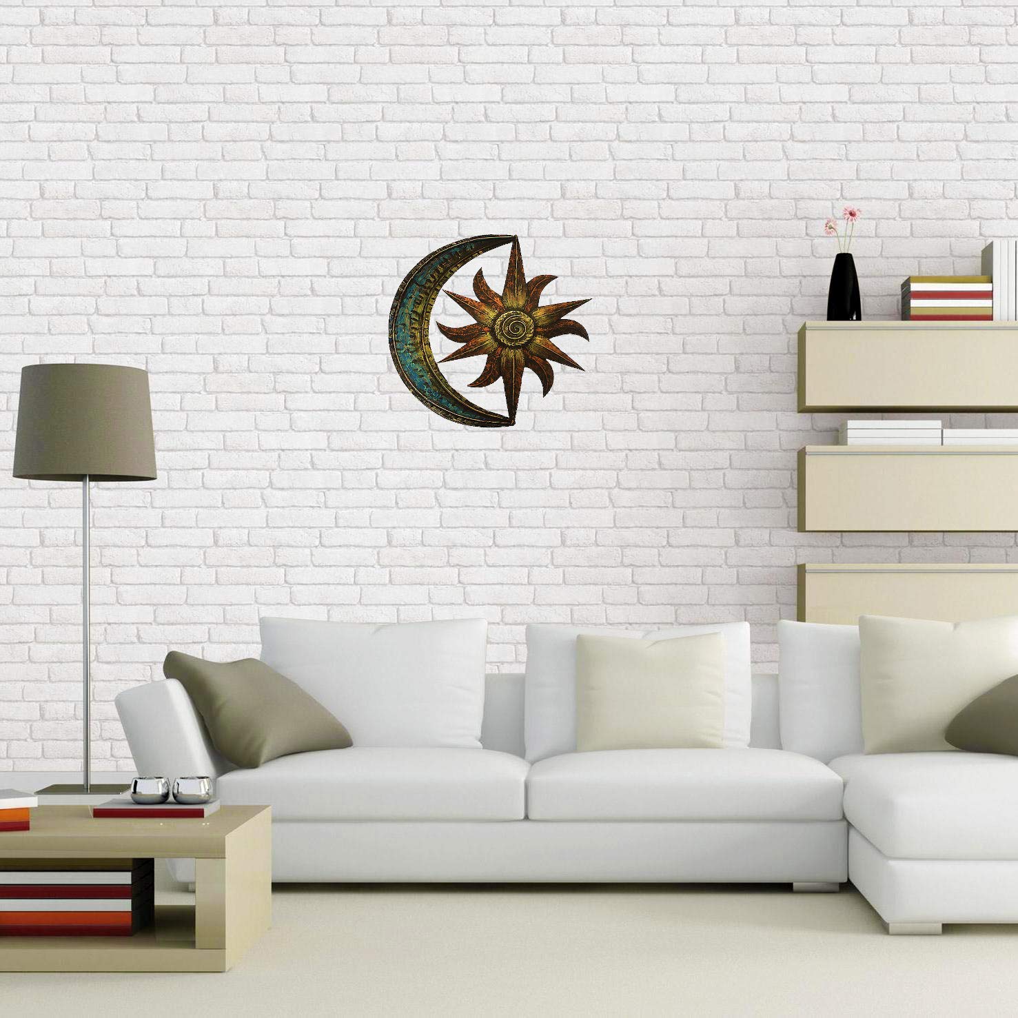 CRAFIA Celestial-Themed Metal Wall Décor | Hand Painted Metal Wall Art |Moon Star Shape Iron showpiece | Metal Wall Décor Ideas.