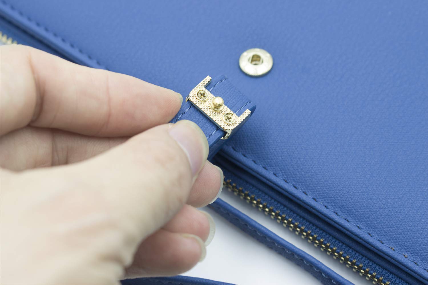 Valentoria Womens Long Wallet Wallet ClutchPurse Handbag Zipper Wristlet Pocket Card Holder (Denim Blue)