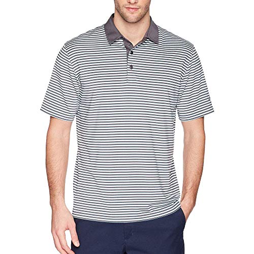 Callaway Men's Refined 3 Color Stripe Short Sleeve Golf Polo Shirt, Asphalt, Medium