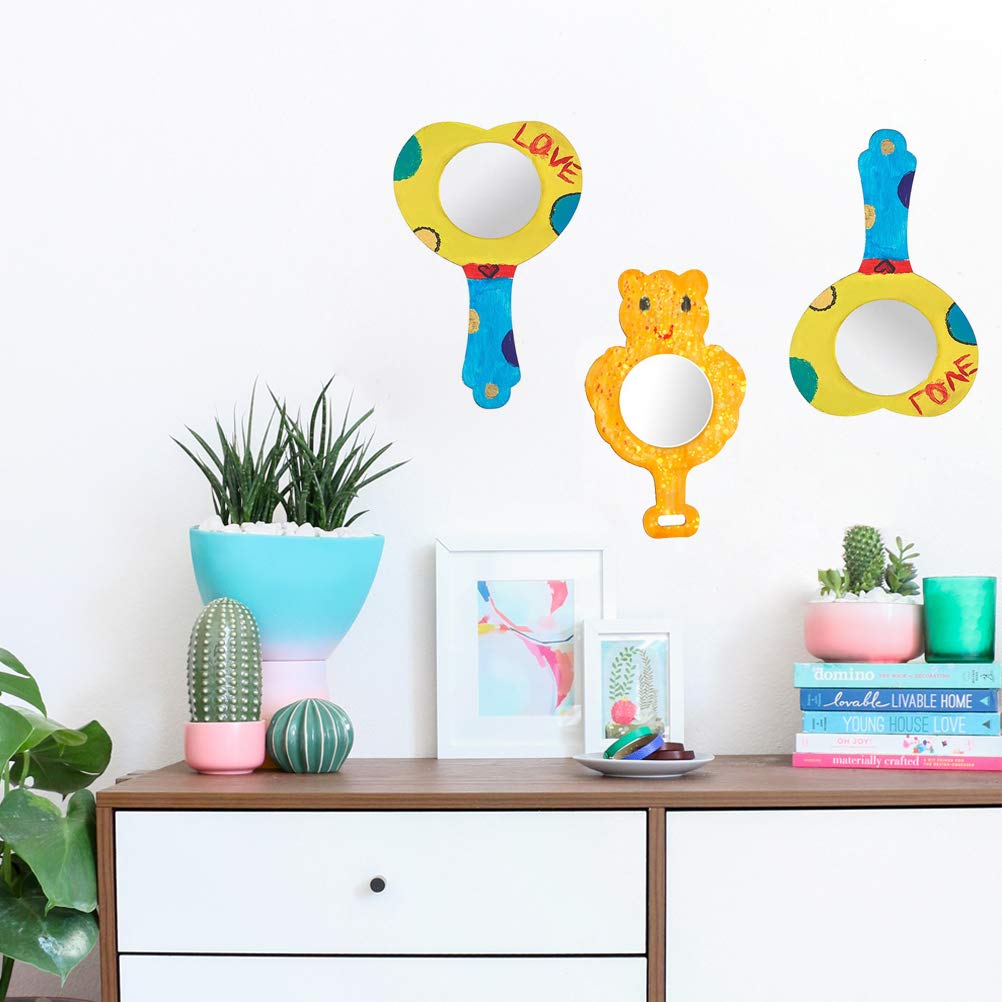 Vankcp 27pcs Creative DIY Wooden Mirror Mini Wooden Craft Painting Princess Unfinished Mirror for DIY Handmade Craft Party Decorations