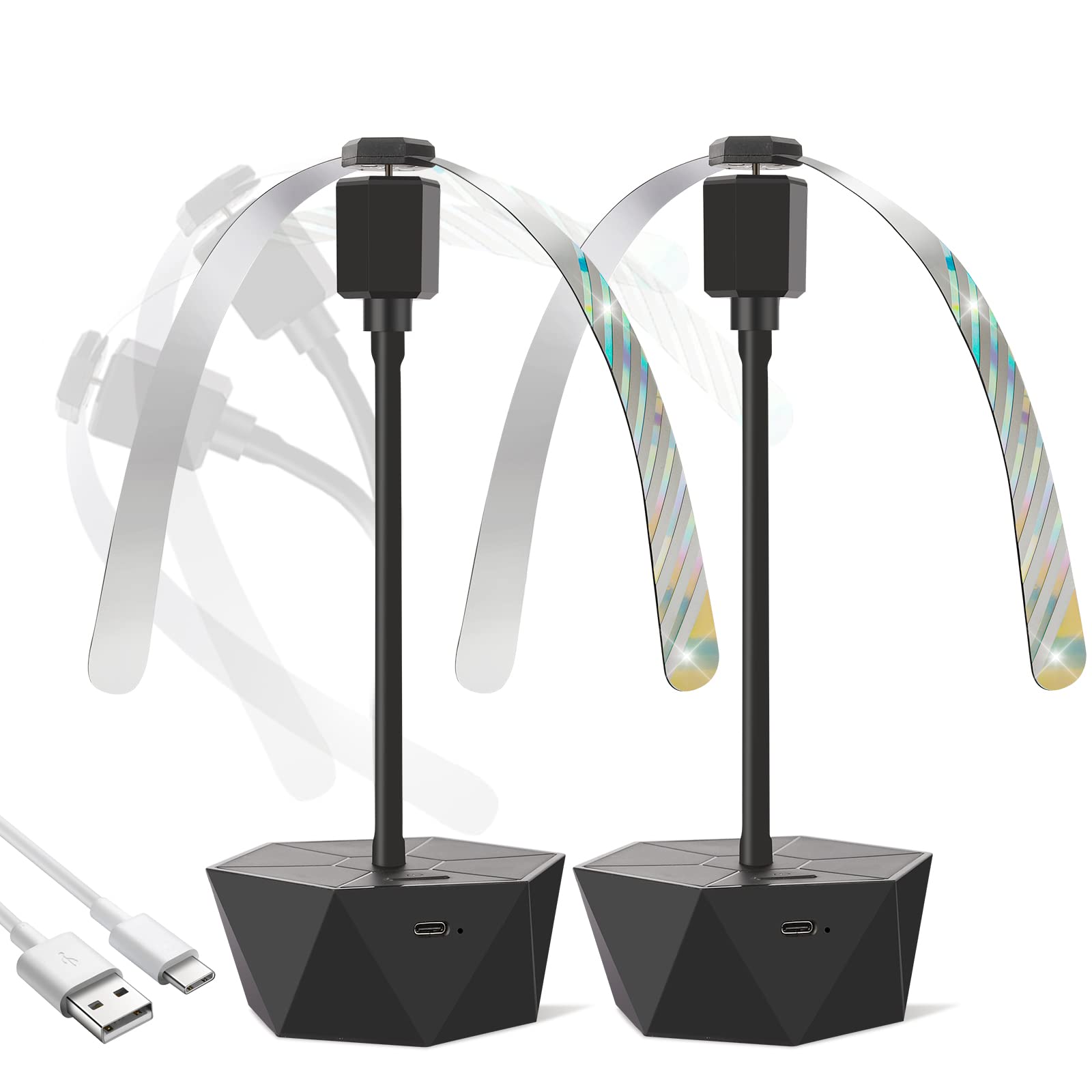 EverField Fly Fans for Table, 2Pcs Fly Fans Keep Flies Away from Food, Type-C Powered with 1500mAh High Battery Capacity, Portable Flexible Neck Design Can Switch 360°, Quiet, Safe for Kids and Pets