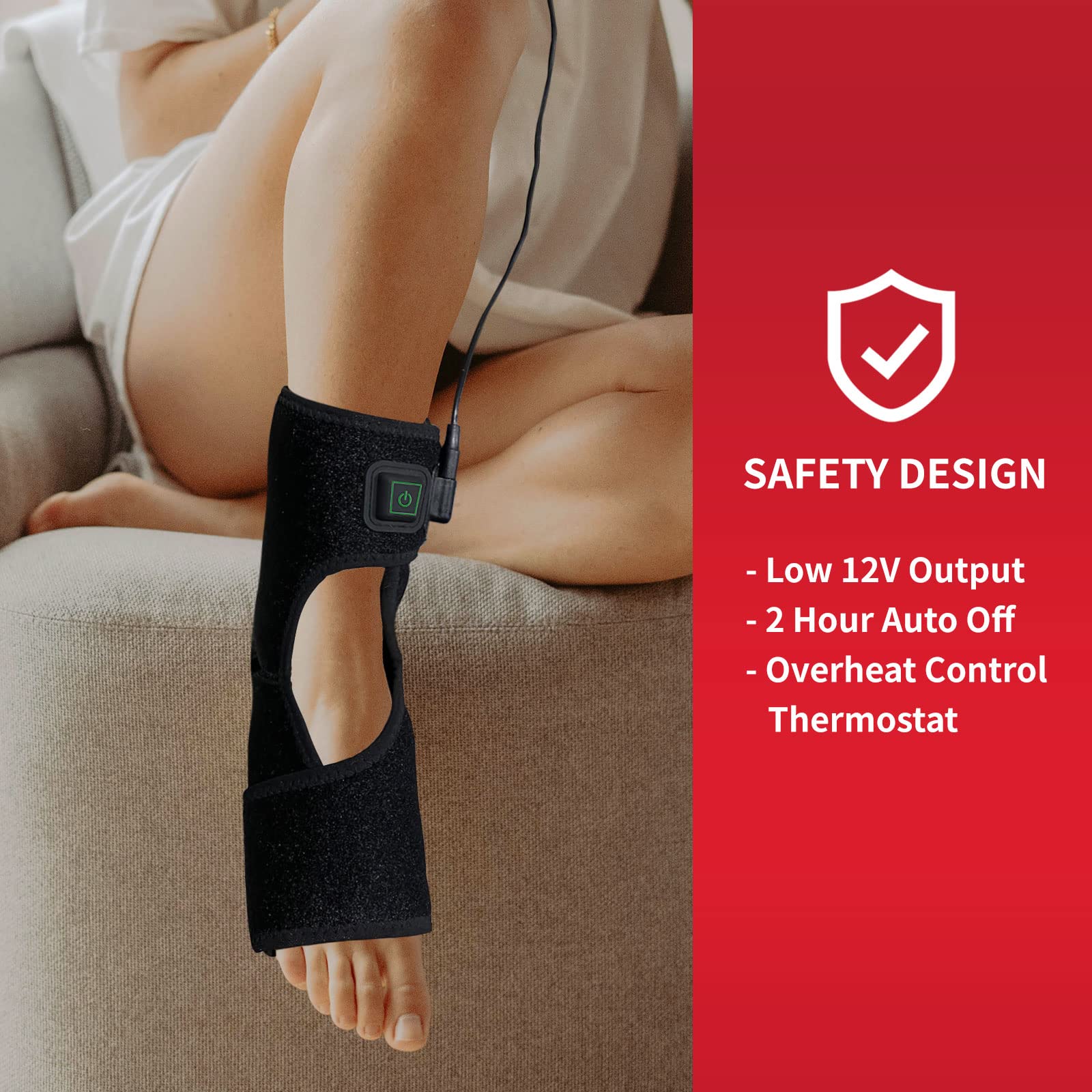 CREATRILL Heated Achilles Tendonitis/Plantar Fasciitis Foot Ankle Wrap With 3 Level Controller, Pad for moist heat Therapy, injuries Pain Relief for Sprains, Strains, Arthritis, Torn Tendons