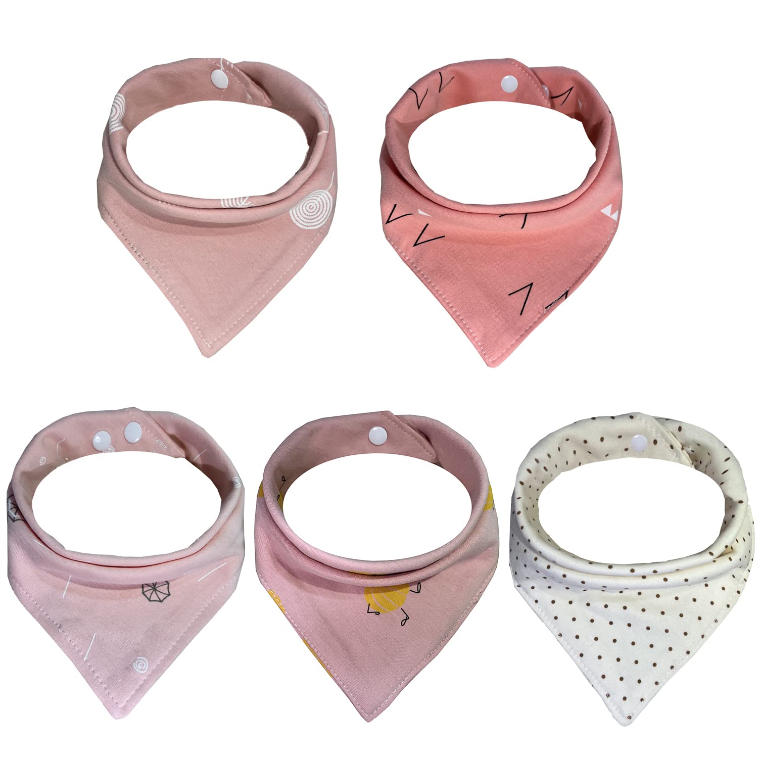 Knindnn Baby Bandana Drool Bibs,5 Pack Soft and Absorbent Baby Drool Bibs