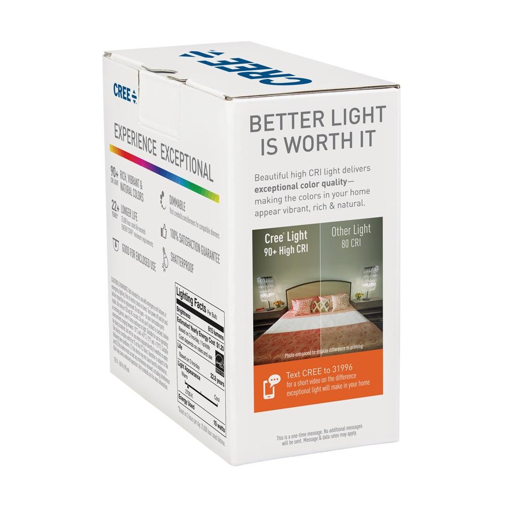 Cree Led 60W Replacement A19 Soft White (2700K) Dimmable Light Bulb (4-Pack)