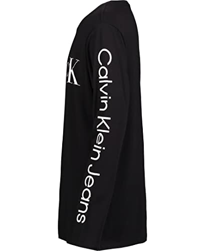 Calvin Klein Boys' Long Sleeve Crew Neck T-shirt, Soft, Comfortable, Relaxed Fit, Simply Vertical Black FB38, 5