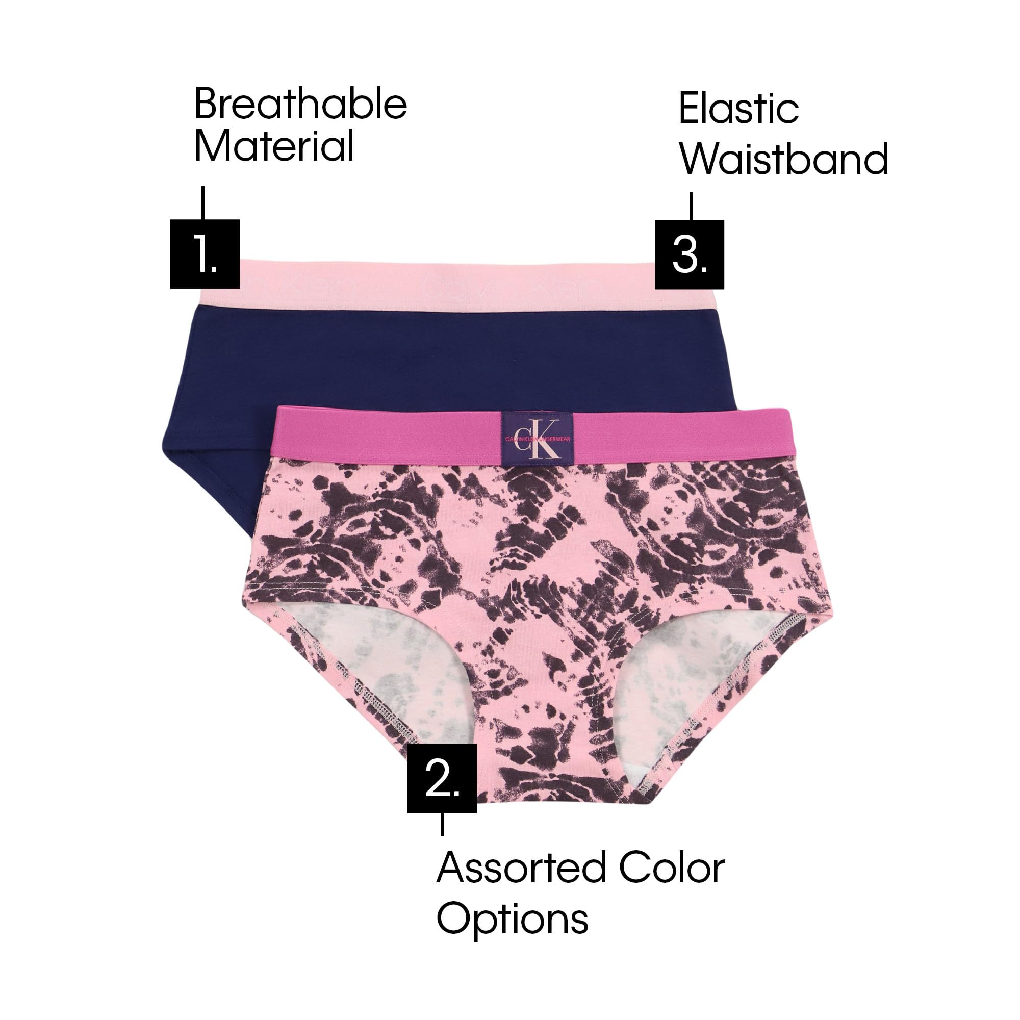 Calvin Klein Girls' Little Modern Cotton Hipster Panties, 7 Pack, Nude, Pink, Light Pink, White, Grey, Black, White, X-Large