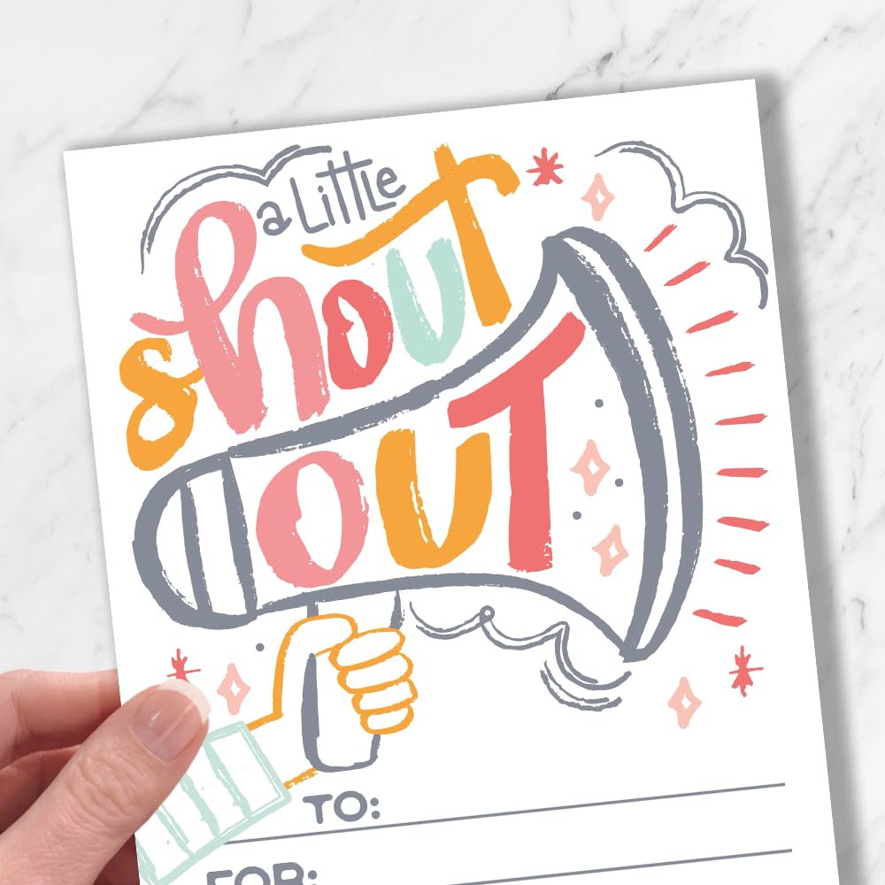 Fun Shout Out Cards For Employees, Office Staff, Teachers and Students - Appreciation and Recognition Reward Cards For School or Work Bulletin Board (50 Count)