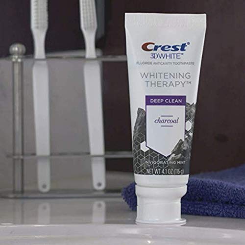 Crest 3d White Whitening Therapy Charcoal Deep Clean Fluoride Toothpaste Triple Pack and Oral-B Charcoal Whitening Therapy Toothbrush, Medium, Twin Pack
