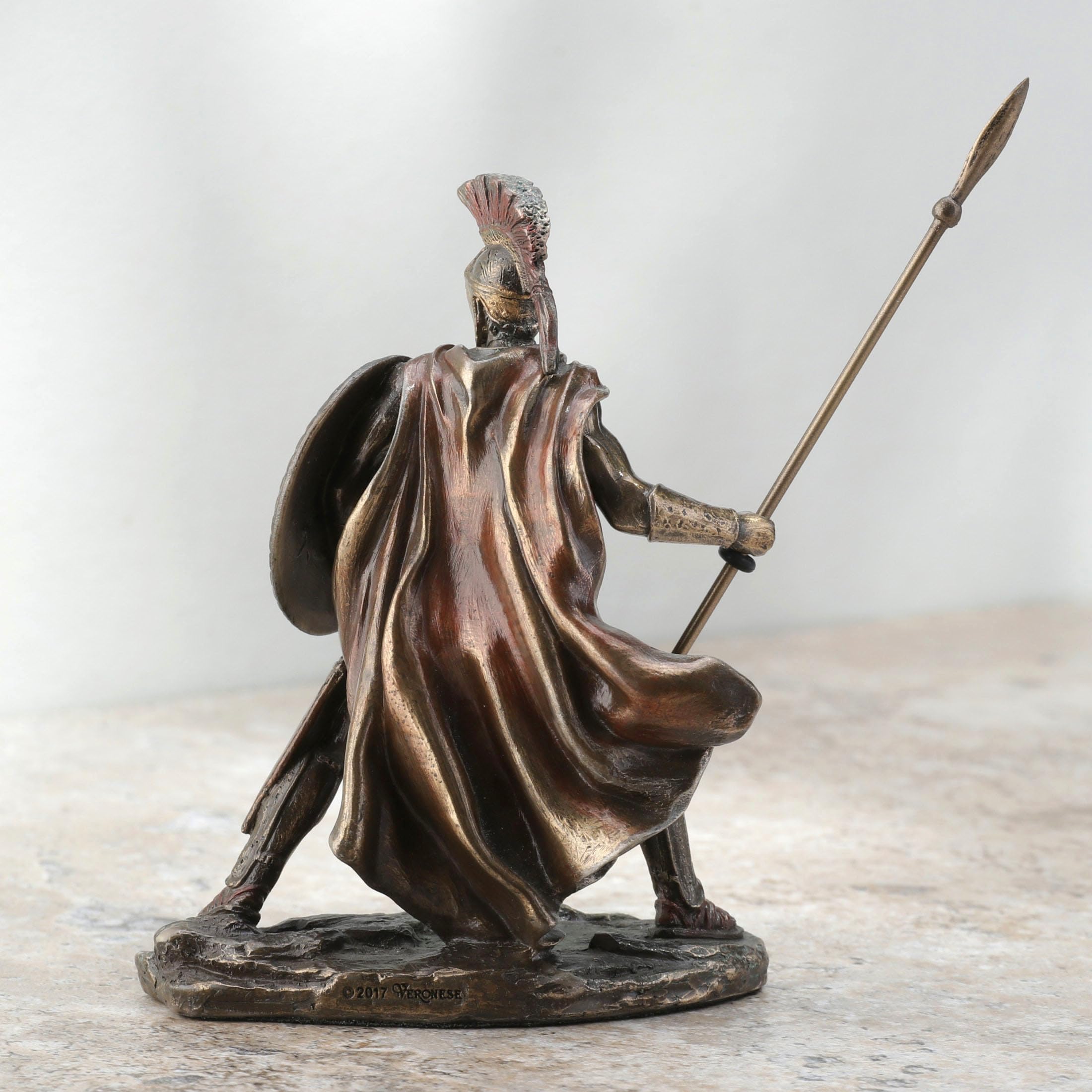 Veronese Design 4 Inch Miniature Greek Spartan Warrior Leonidas Cold Cast Resin Bronze Finish Figurine Educational Collectible