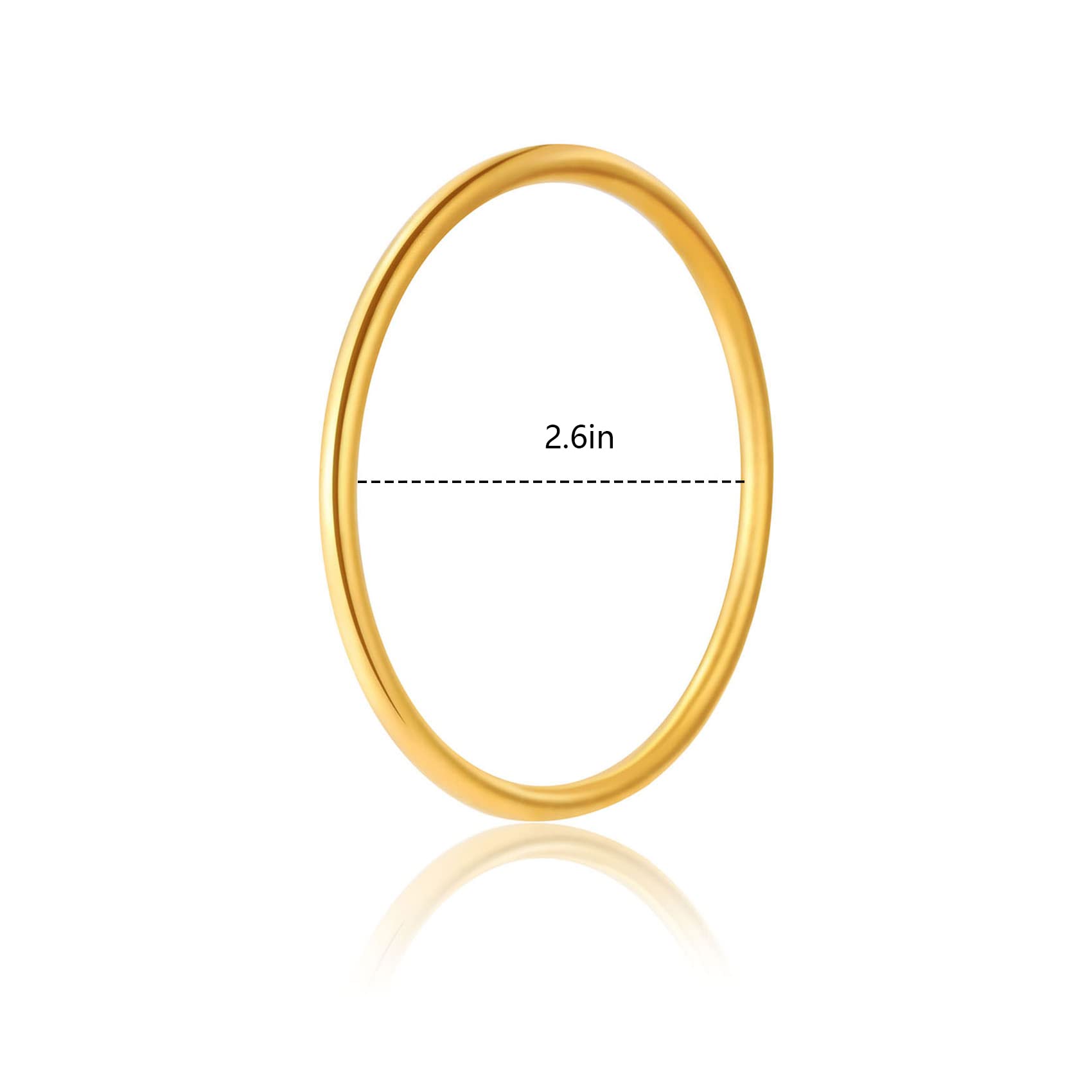 BUREI 14K Gold Plated Bangle for Women Stackable Thin Round Bracelet Smooth Handmade Gold Bangle Bracelet Gift for Girls Ladies (Gold 4mm, 8 inch)