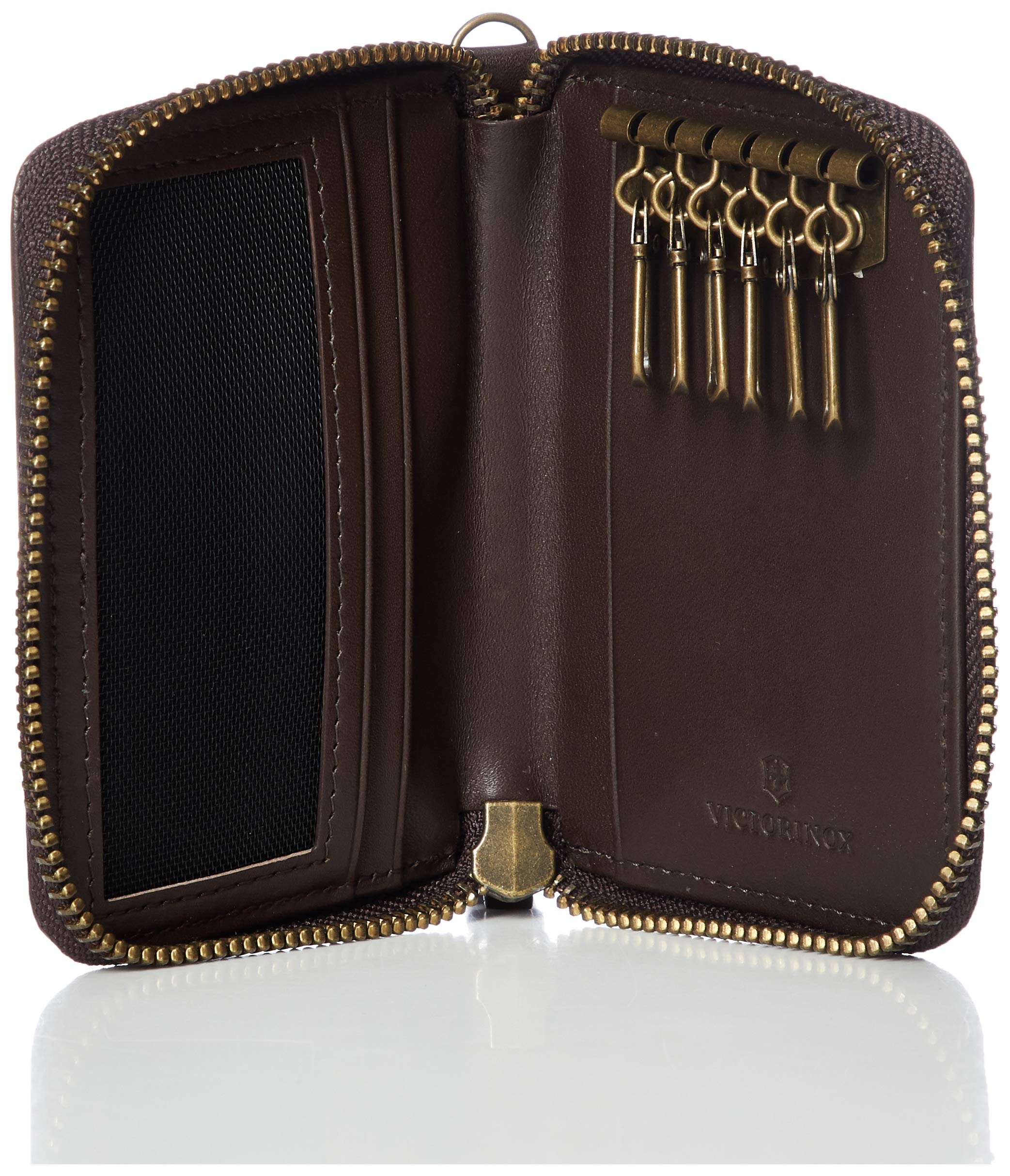 Victorinox Altius Edge Clavius Zippered Leather Key Case w/RFID Protection (Dark Earth)