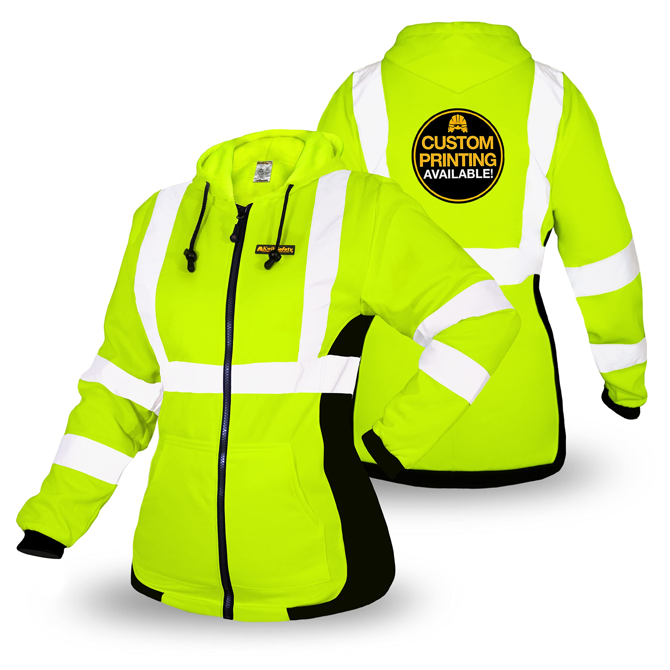 KwikSafety - Charlotte, NC - ROGUE Safety Jacket for Women [NO FUZZ BALLS] Class 3 ANSI OSHA Reflective Hi Vis Womens Fleece Hoodie/Yellow Medium