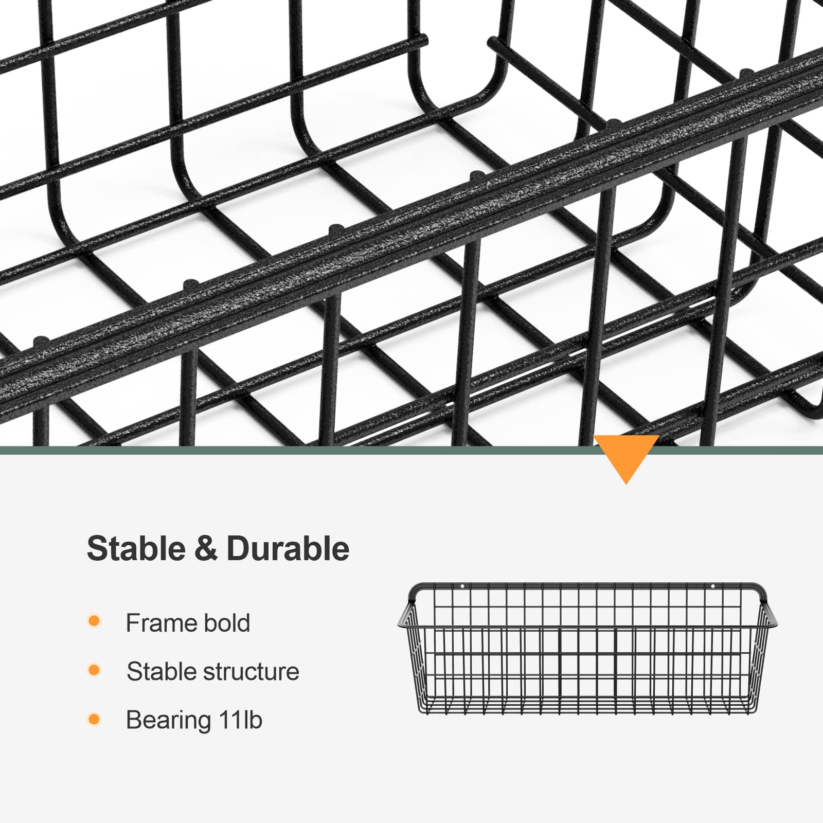 iSPECLE 2 Pack Black Metal Wall Baskets, Add Storage Space in Bathroom Kitchen, Durable and Sturdy, Easy to Install, Hanging or Nailed