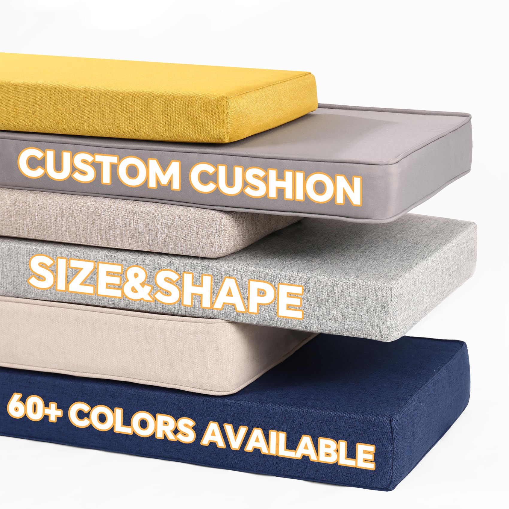 ROFIELTY Custom Bench Cushion, Durable Indoor/Outdoor Bench Seat Cushion, Patio Furniture Bench Cushion, 90+ Colors to Choose from, Suitable for A Variety of Scenarios (Custom Size)