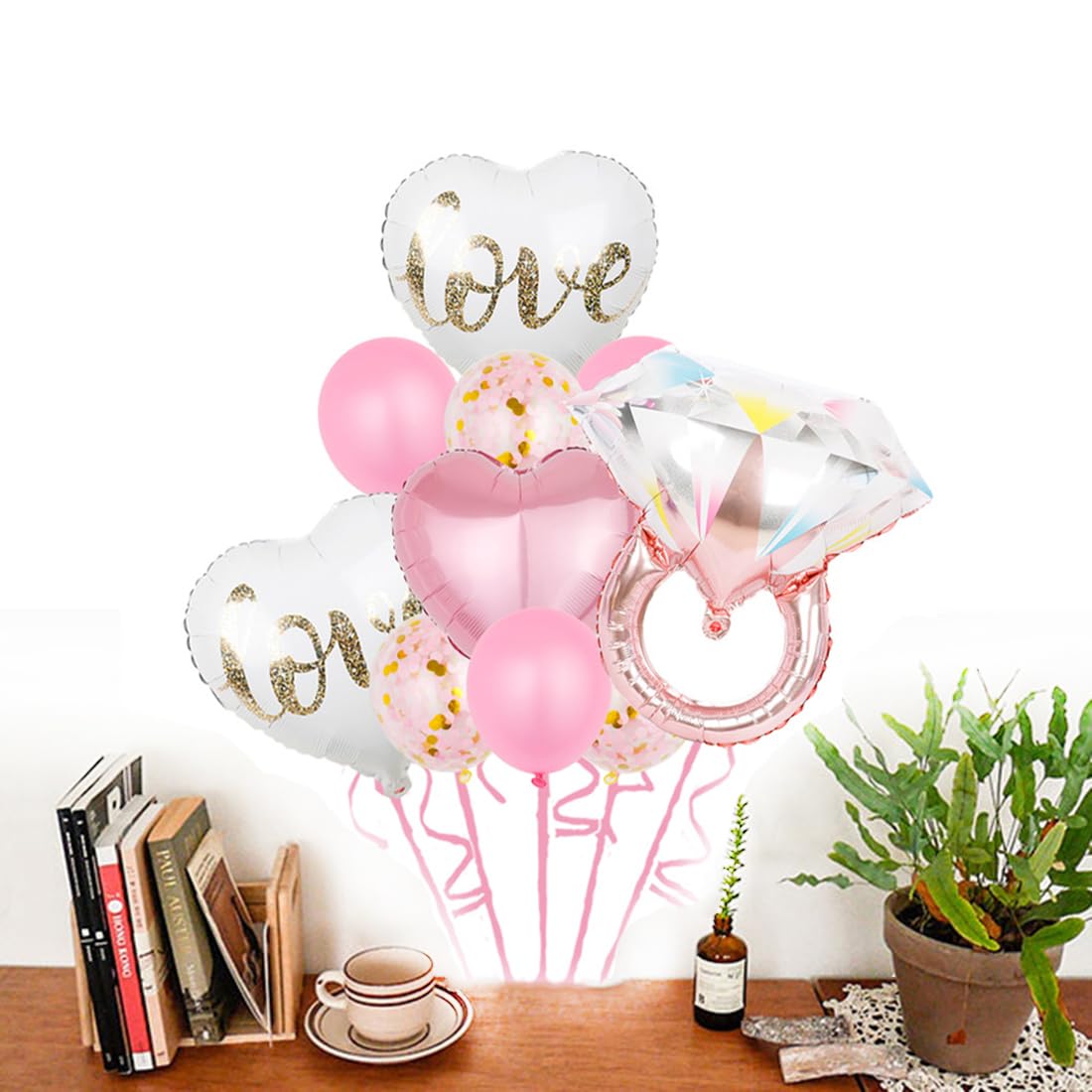 Morndew 10 PCS I Love You Foil Balloons for Valentine's Day Wedding Party Wedding Engagement Bridal Shower Decorations