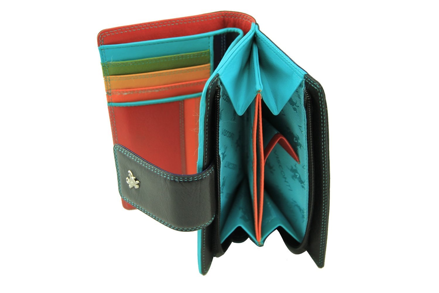 VISCONTI SP30 YLANG Spectrum Collection Multi Colored Soft Leather Bifold Wallet (Red)