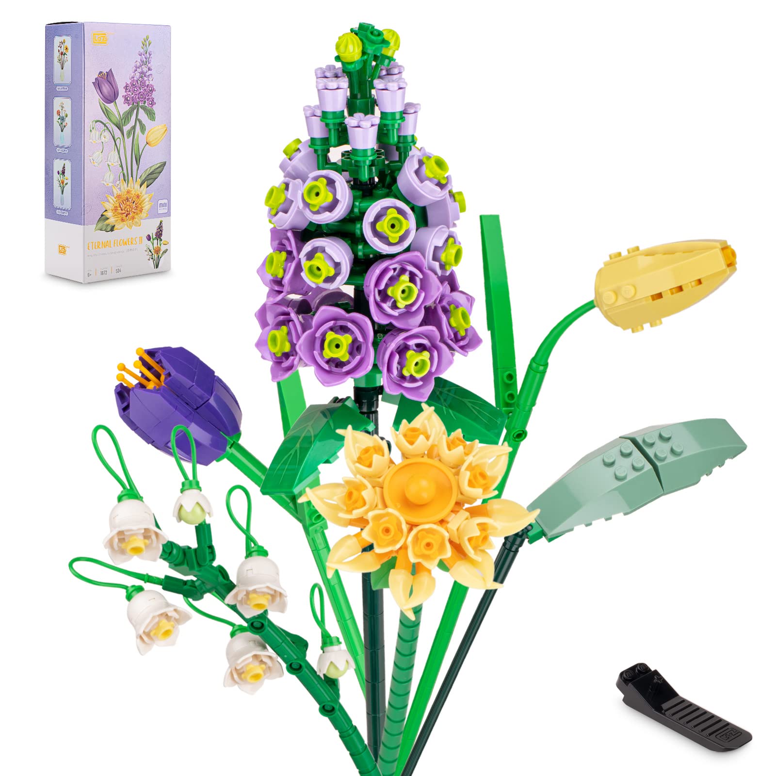 Flower Bouquet Building Kit ,Flower Building Blocks Compatible with Lego,Artificial Flowers Building Toys Creative Project for Adults Botanical Collection (Romantic Flowers)