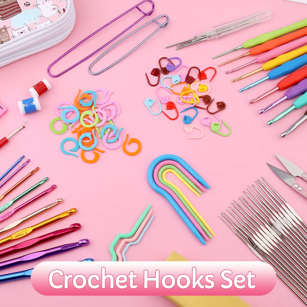 Crochet Hooks, Ergonomic Crochet Hook Set, 99 Pack Crochet Kit for Beginners, Soft Grip Crochet Hooks Set, Crocheting Supplies for Beginners Knitting Yarn Lovers